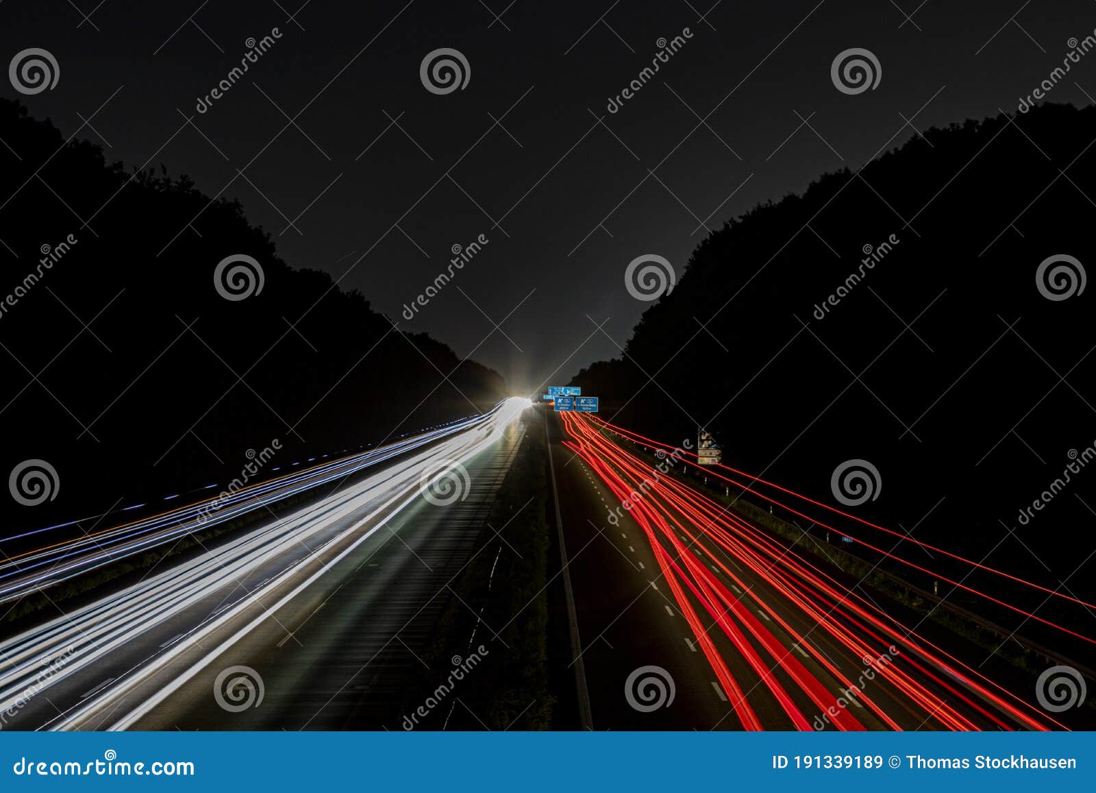 Highway in the Dark, Headlight Lights Stock Image - Image of luminous ...