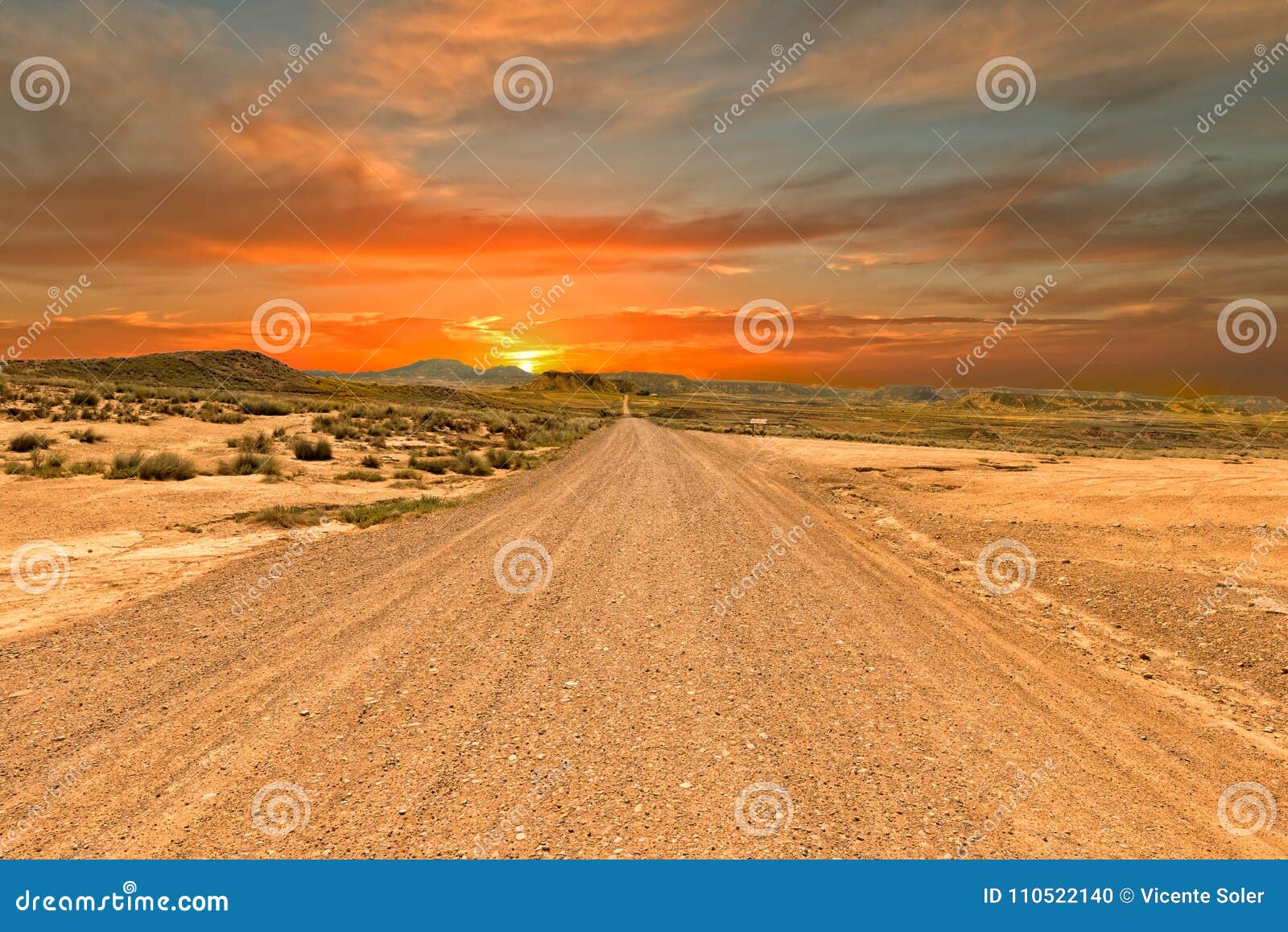 Highway through the Desert on a Sunset Stock Photo - Image of scenic ...