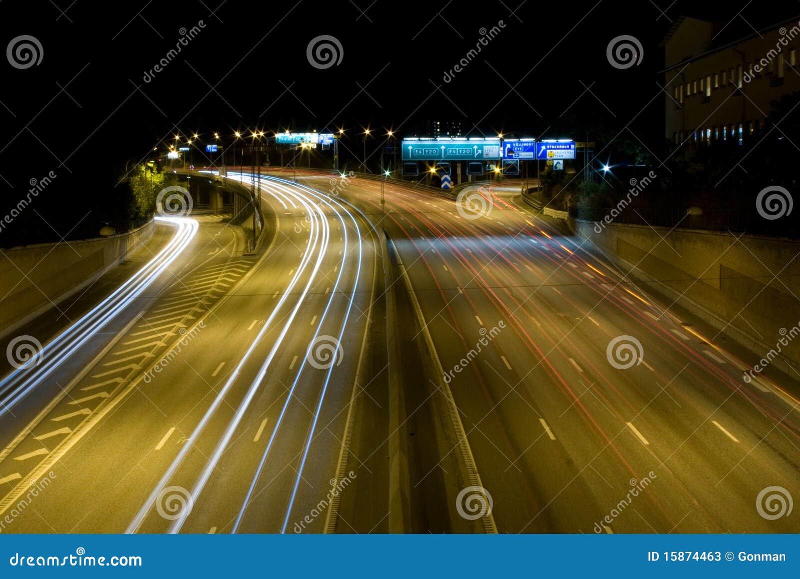 Highway E4 at night stock image. Image of traffic, dark - 15874463