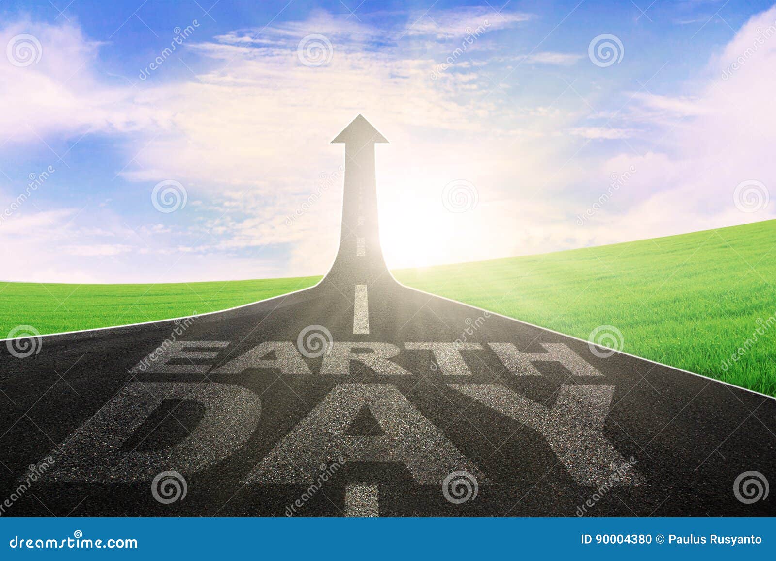 Highway with Earth Day Text Stock Illustration - Illustration of ...
