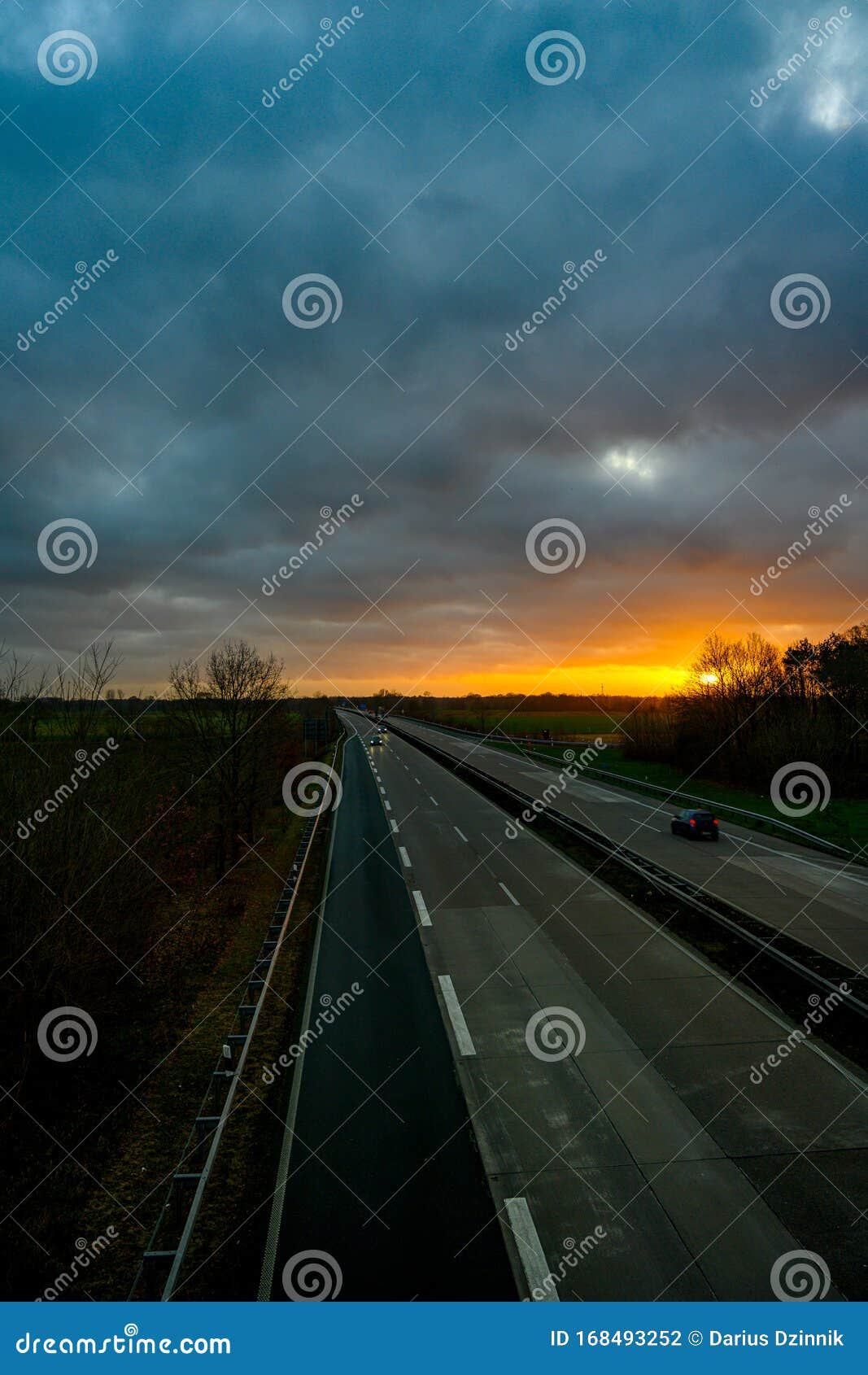A Highway in the Evening with Sunset Stock Photo - Image of countryside ...
