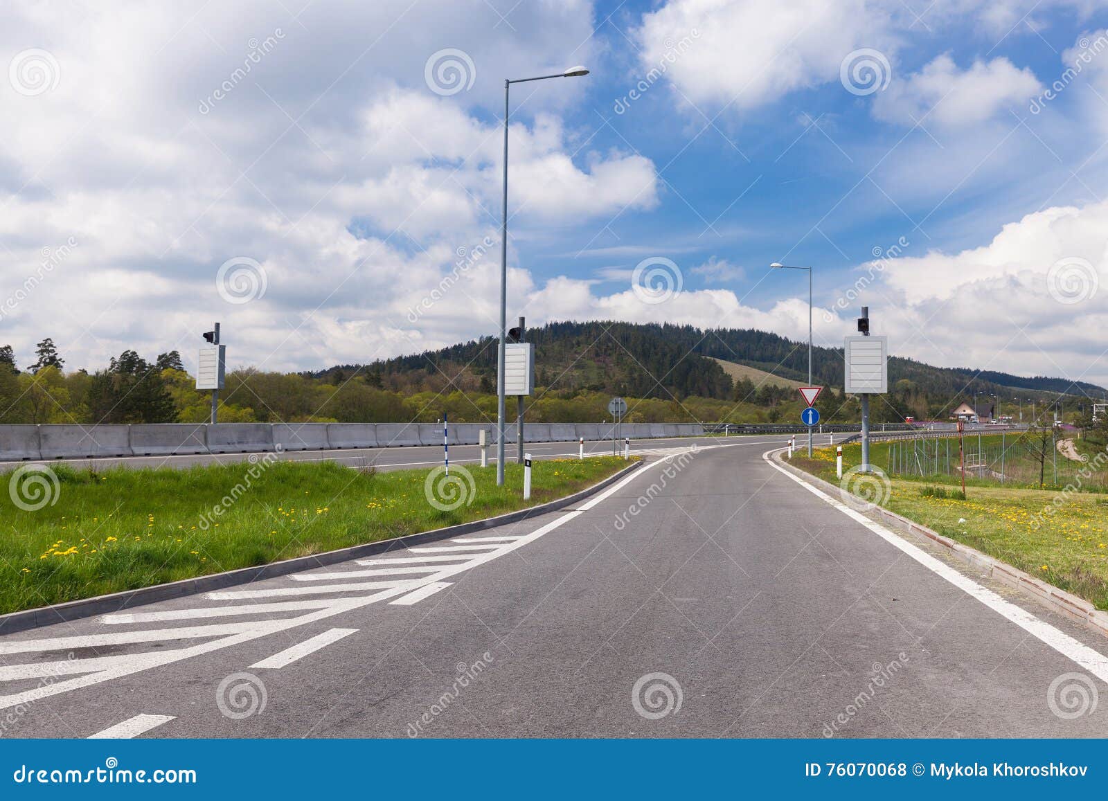 Highway exit stock photo. Image of motorway, green, thruway - 76070068