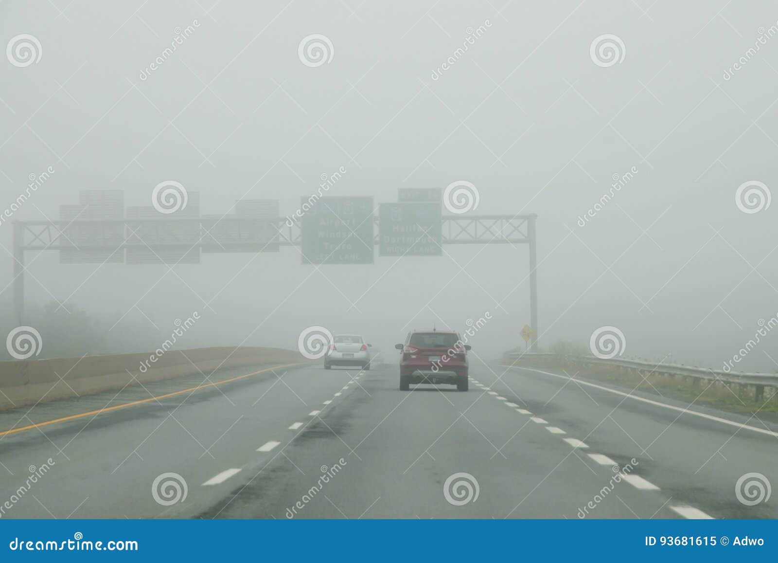 Highway Fog stock image. Image of transportation, foggy - 93681615