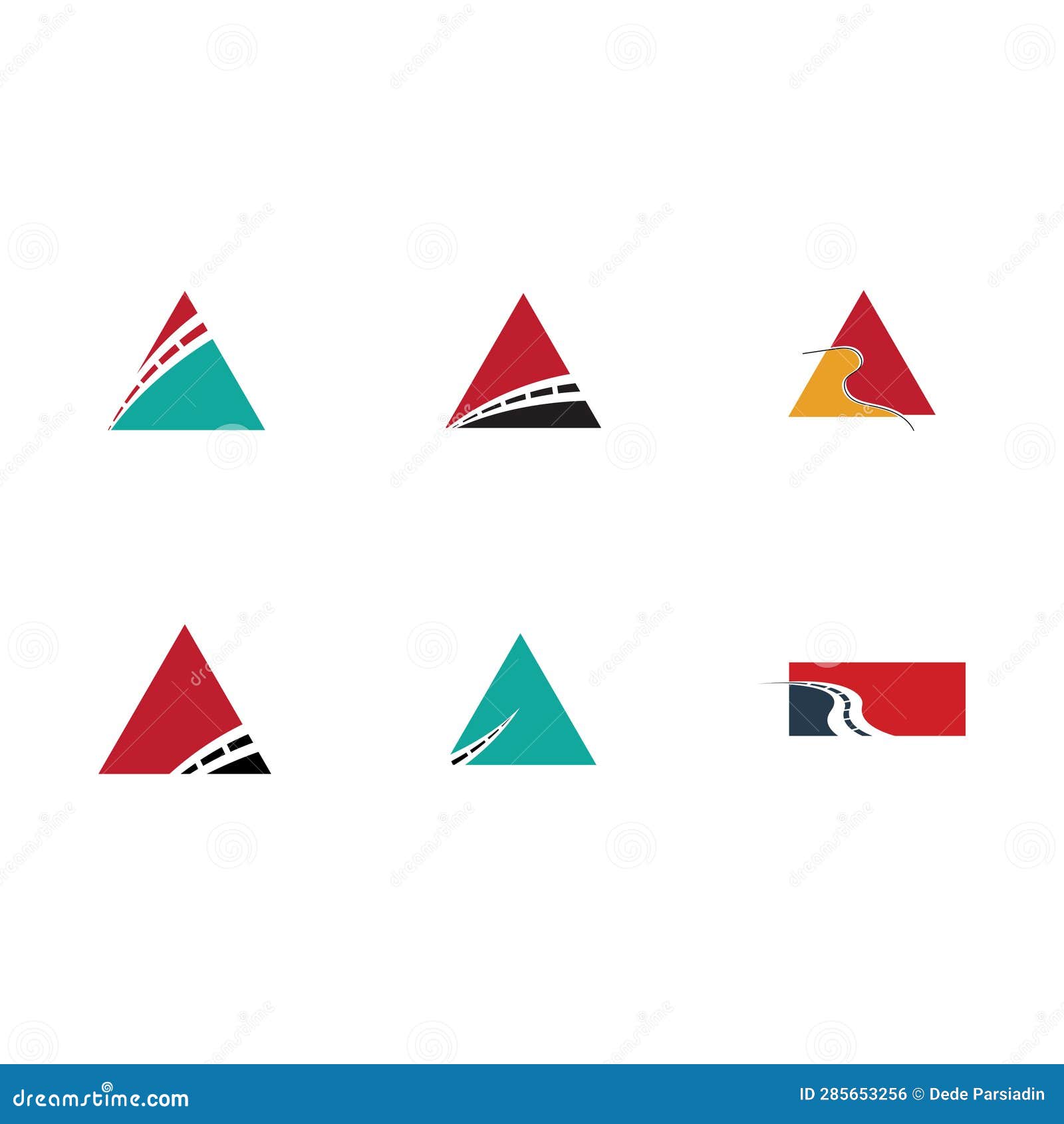 Highway Logos Set. Asphalt Road With Road Markings. Vector Illustration ...