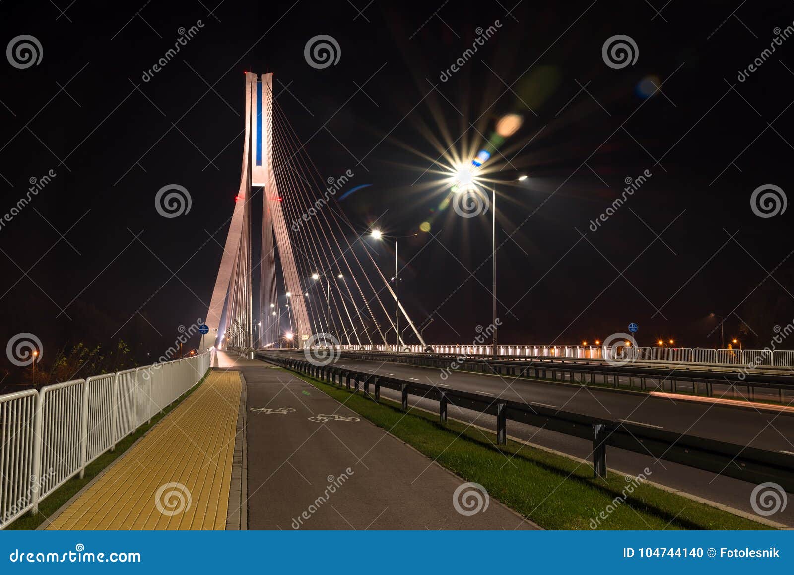 Highway Going through a Cable-stayed Bridge Stock Photo - Image of ...