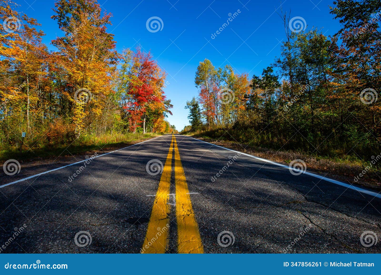 Highway 107 Going through a Colorful Wisconsin Forest in Early October ...