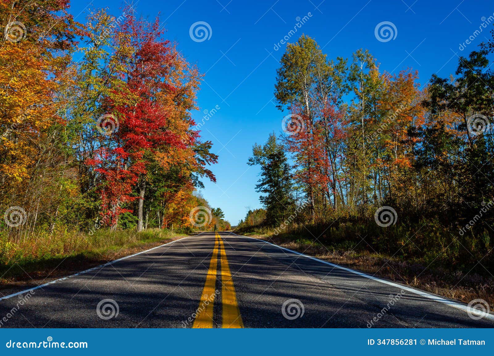 Highway 107 Going through a Colorful Wisconsin Forest in Early October ...