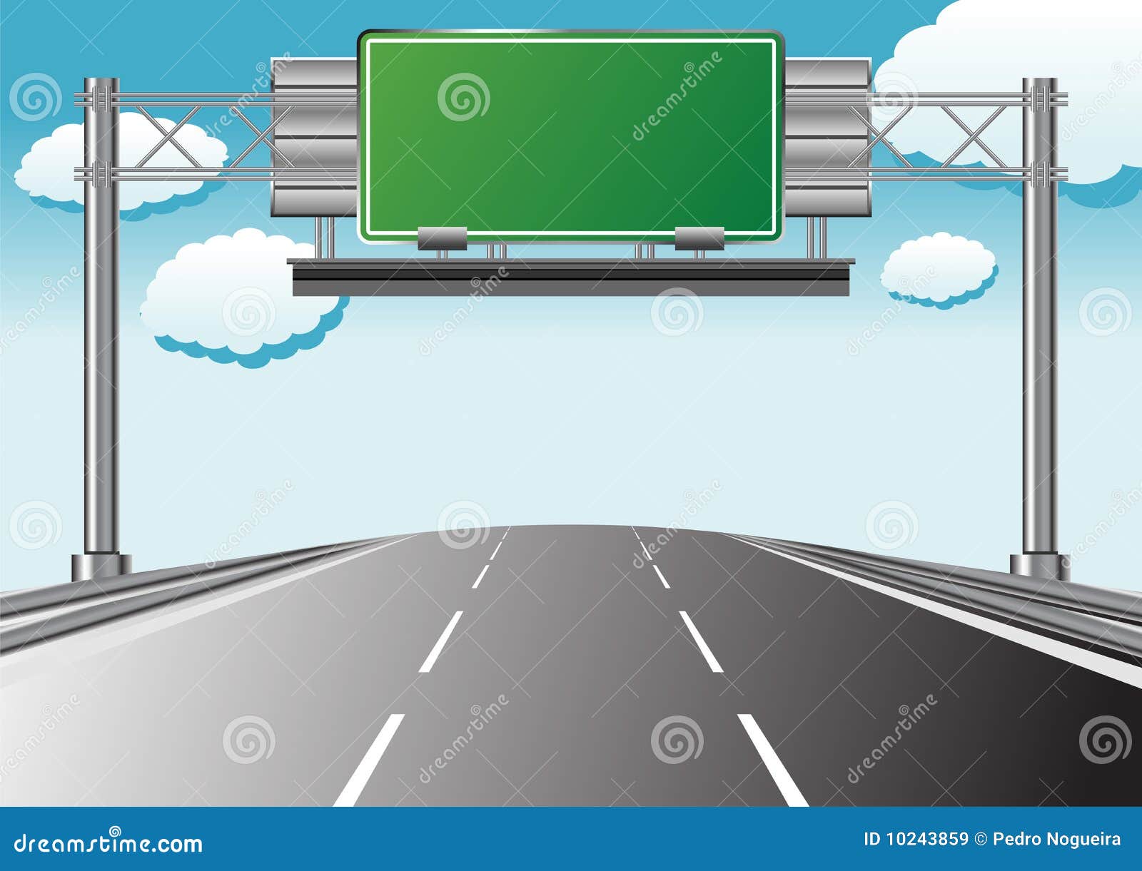 Highway Green Road Signs, Blank Signage Boards Set Cartoon Vector ...