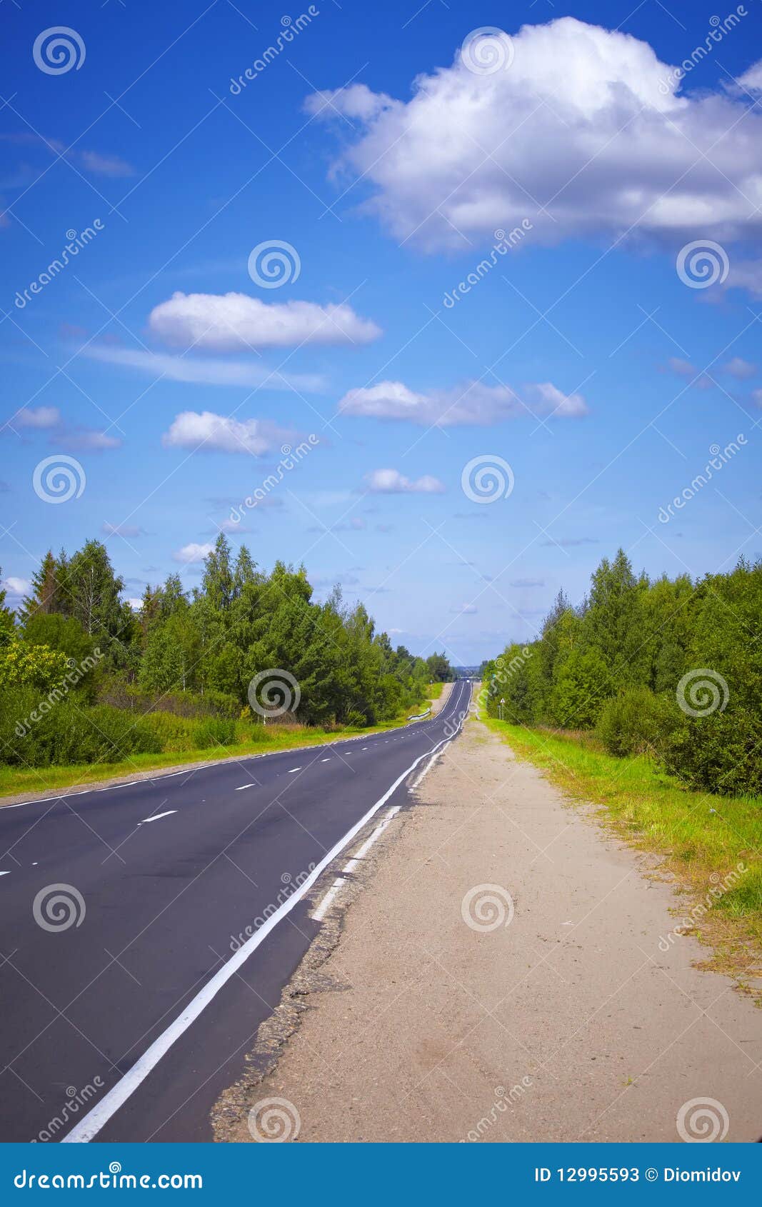 Highway and green trees stock image. Image of rural, blue - 12995593