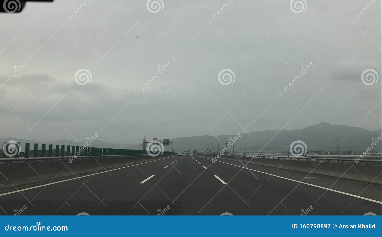Highway Hazy Car Drive Mountains Stock Image - Image of highway ...