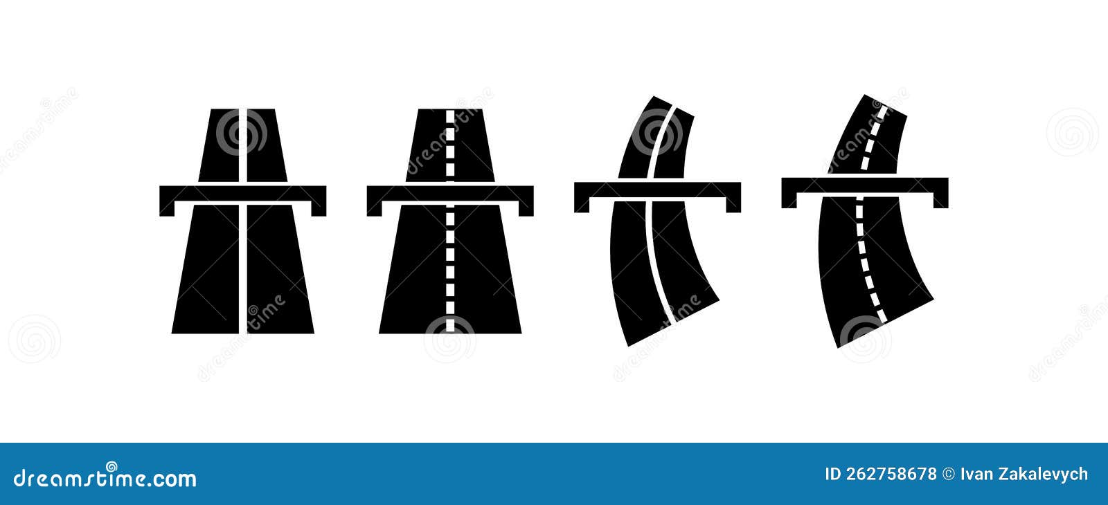 Highway Icon Set. Intersection of the Road and the Bridge Illustration ...