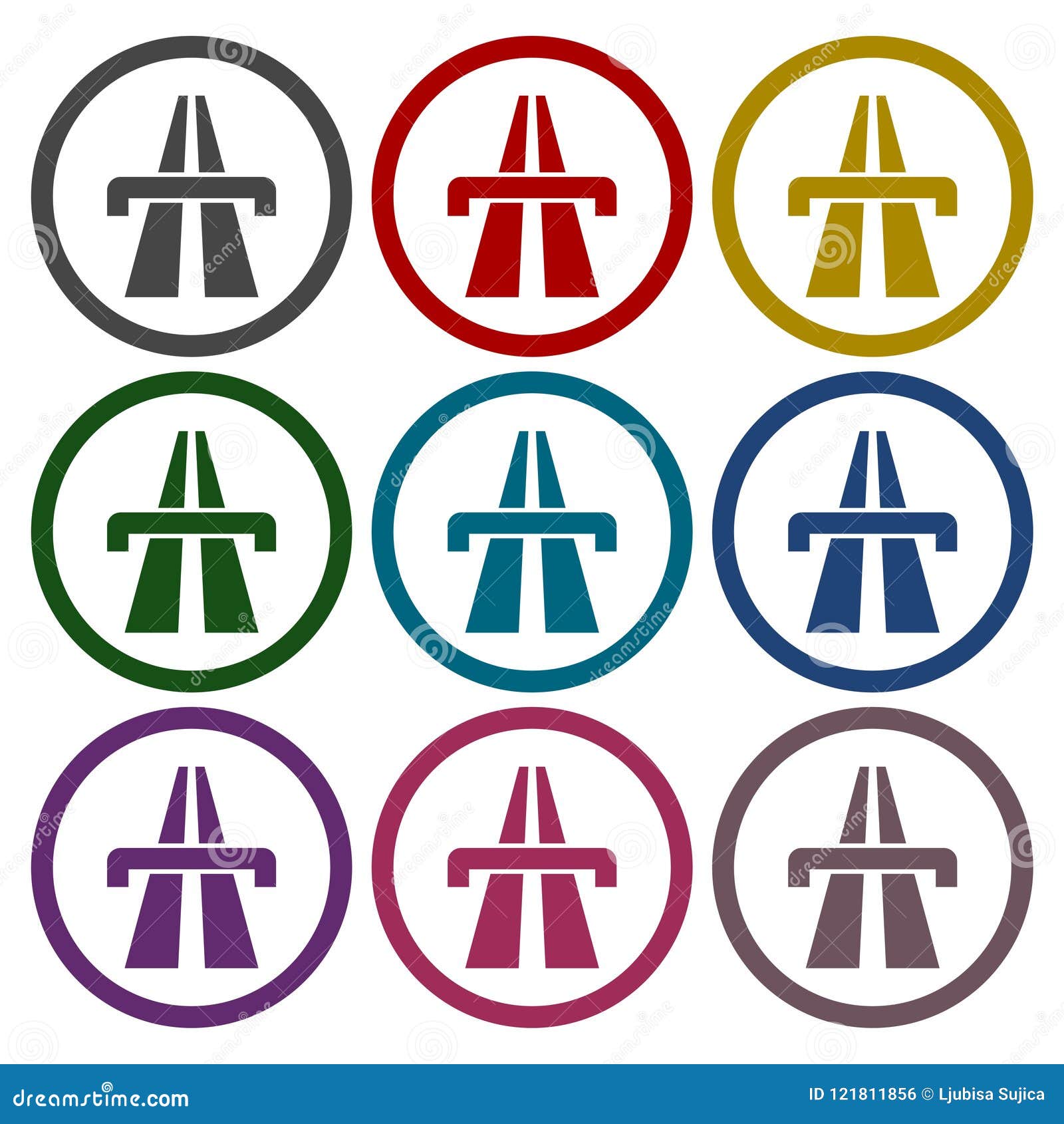 Highway icons set stock vector. Illustration of road - 121811856