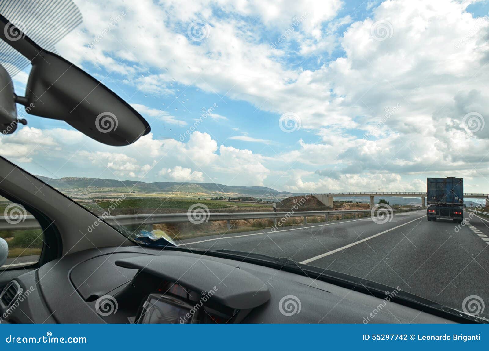 Highway from Inside the Car Stock Photo - Image of motorway, glass ...
