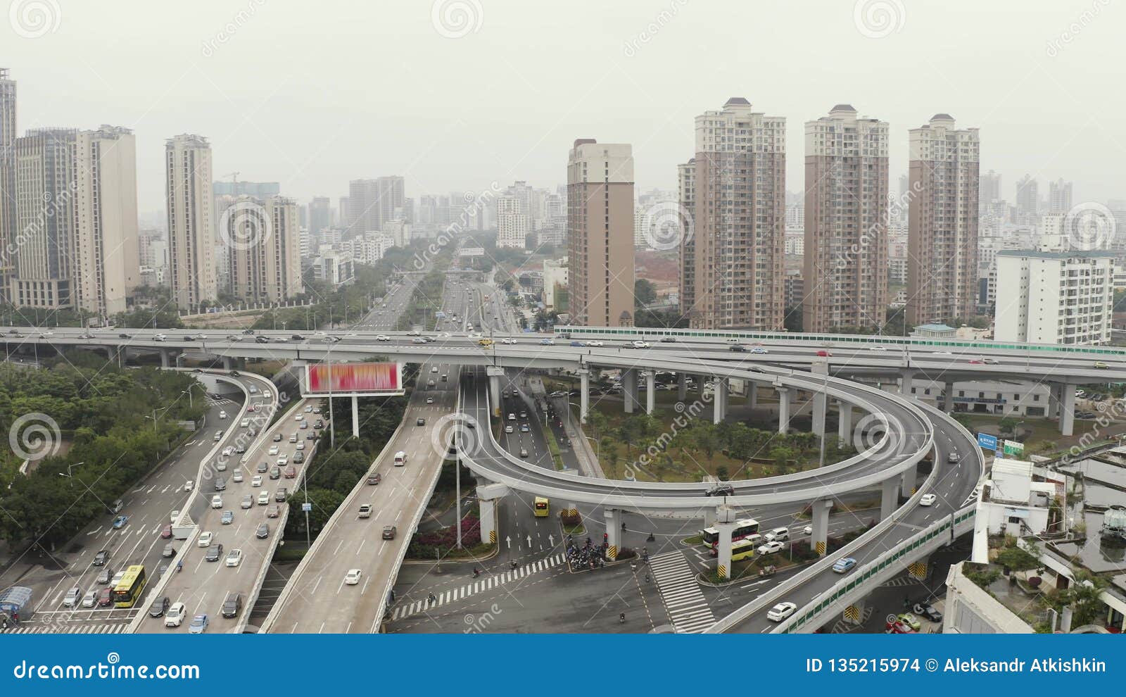 Highway interchange aerial stock photo. Image of building - 135215974