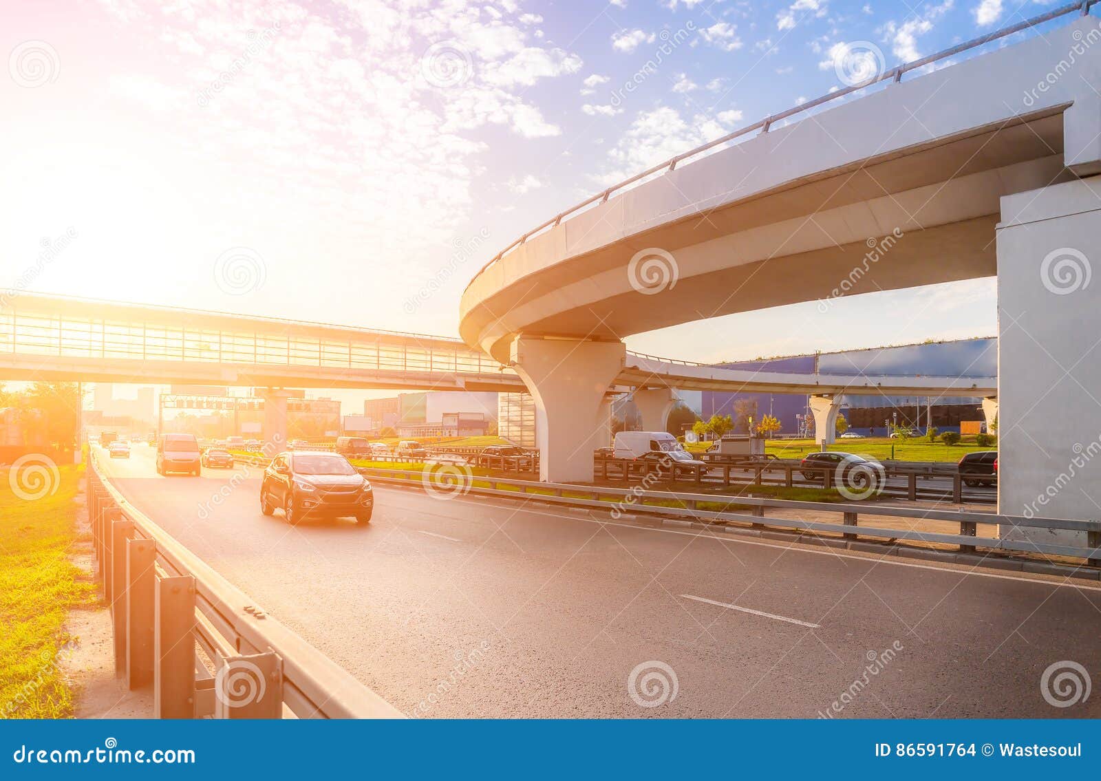 Highway Interchange with Bridge Stock Photo - Image of construction ...