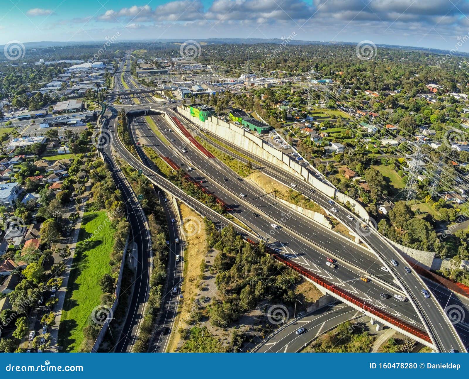 Highway Interchange with Traffic Stock Photo - Image of crossroad ...