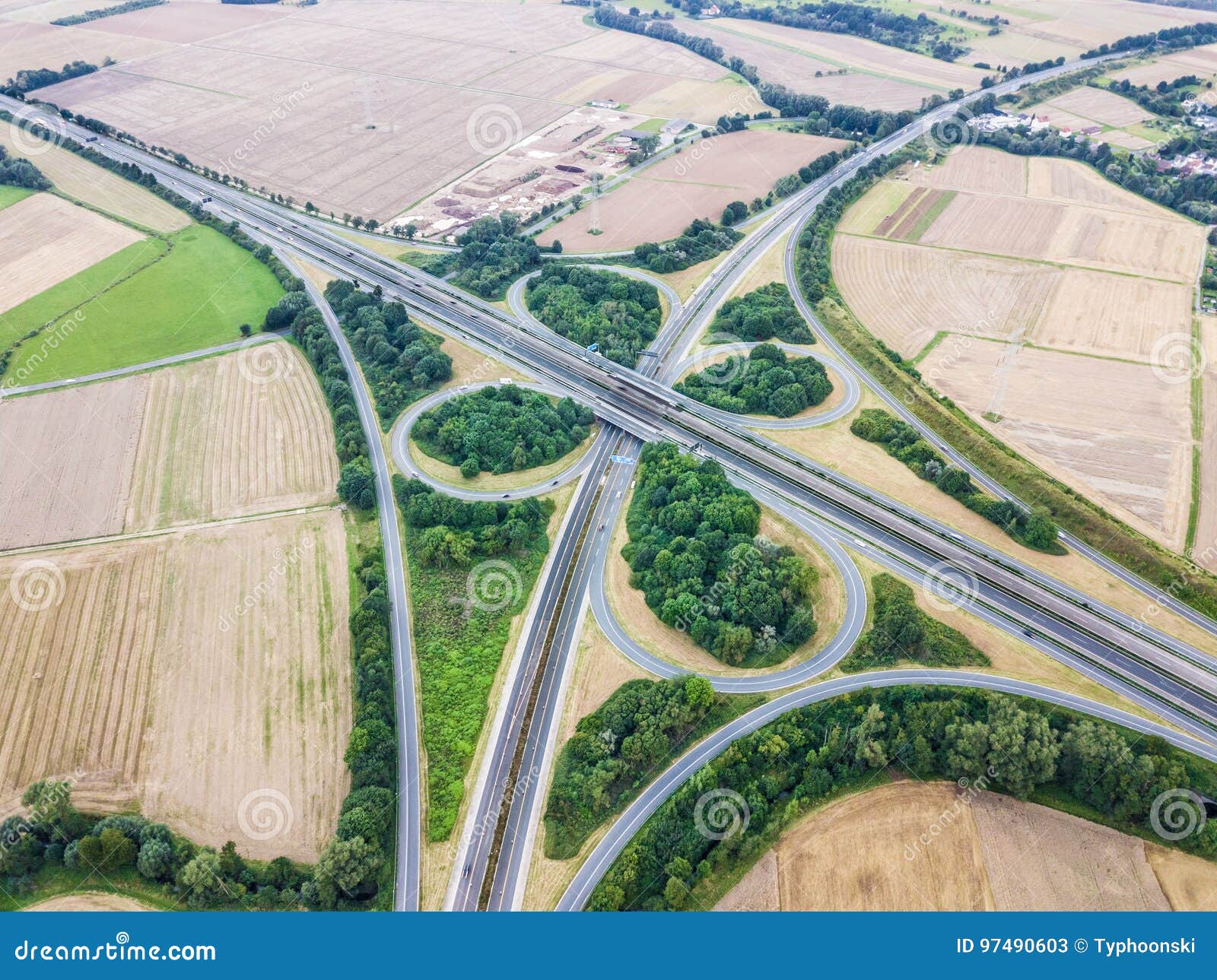 Highway Intersection Aerial View Stock Image - Image of leaf, aerial ...
