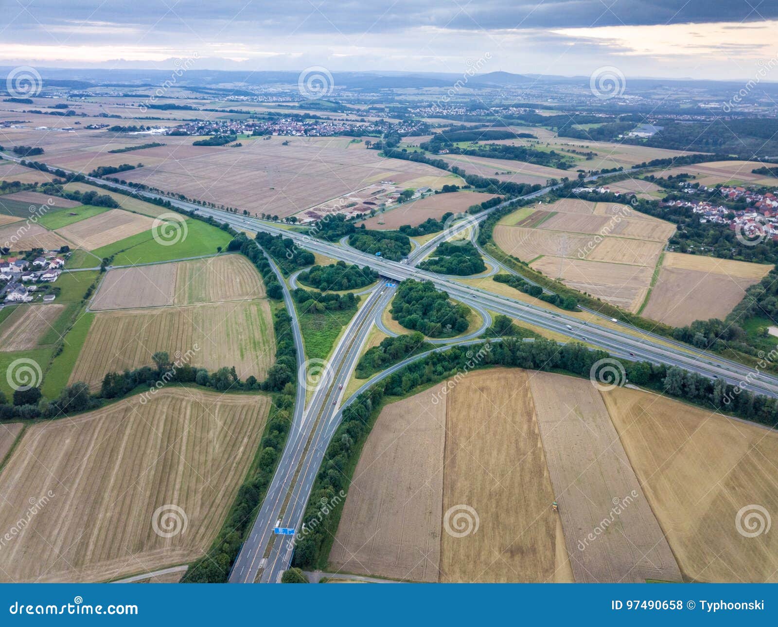 Highway Intersection Aerial View Stock Photo - Image of grid, road ...