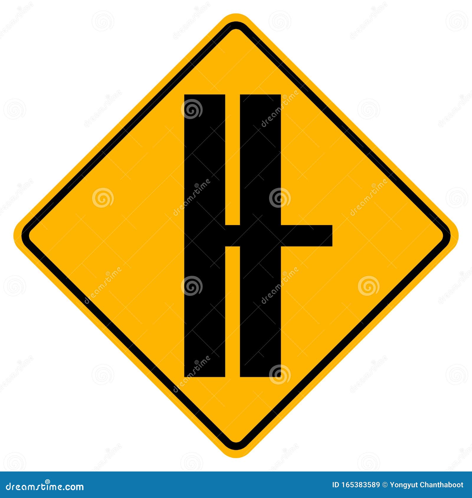 Junction Ahead,The Main Intersection Is T-shaped. Sign On Transparent ...