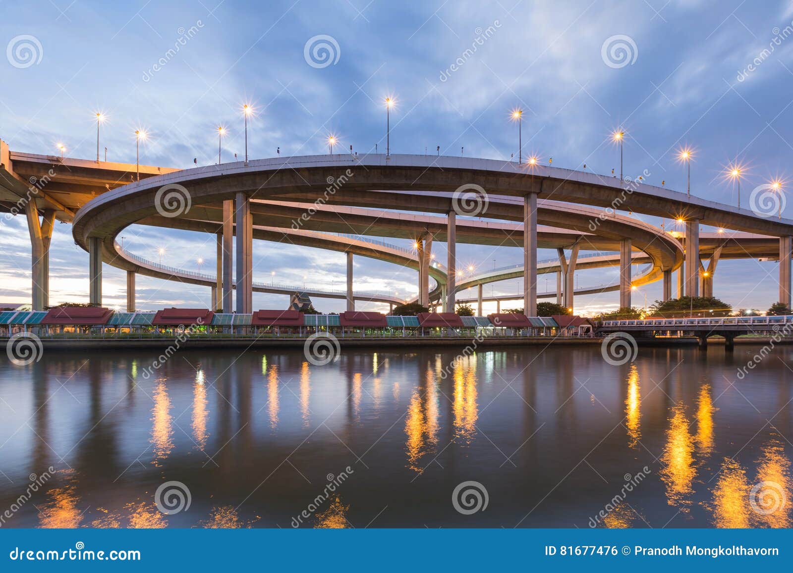 Highway Intersection Overpass River Front Stock Photo - Image of harbor ...
