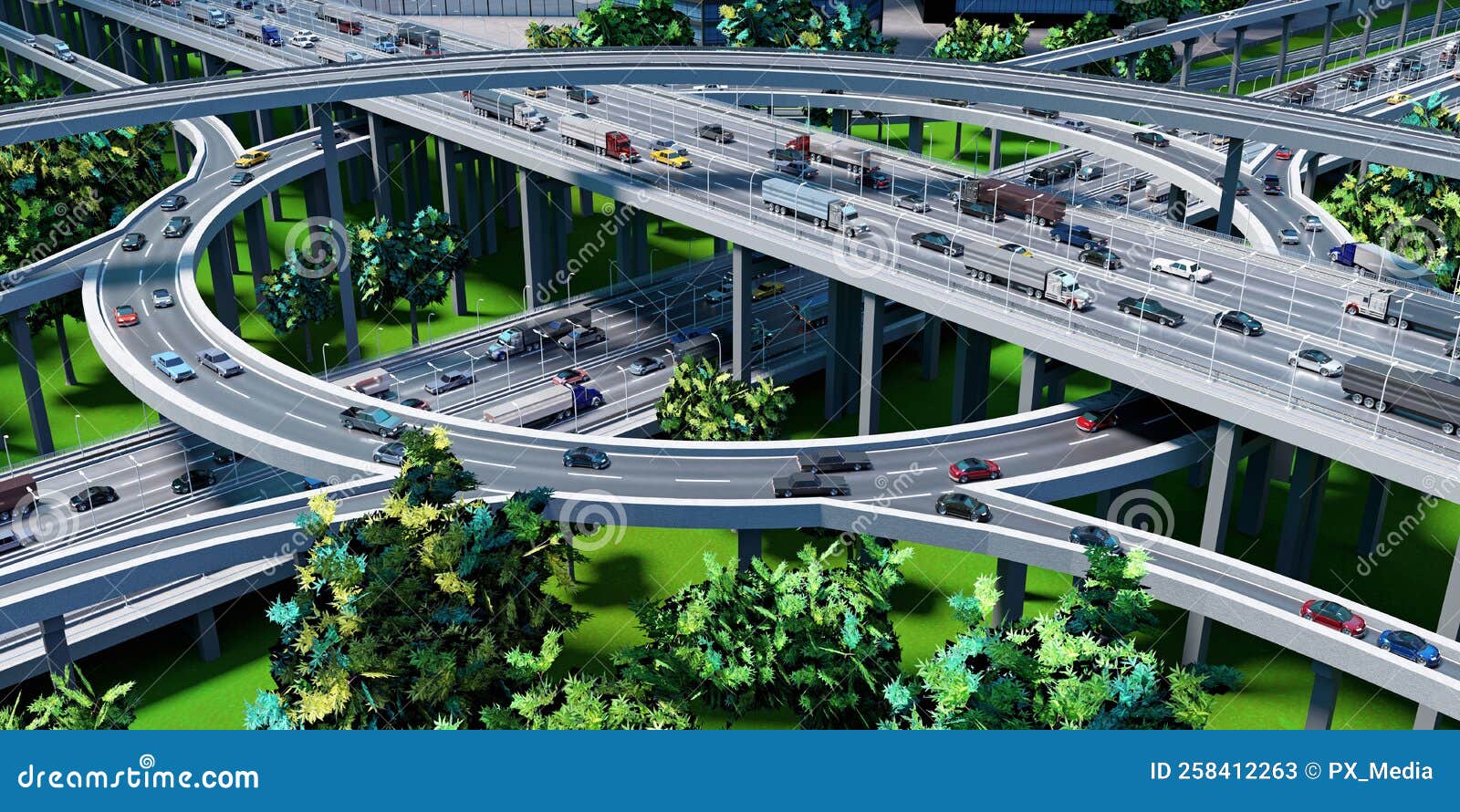 Highway Intersection/ Road Interchange with Roundabout Stock ...