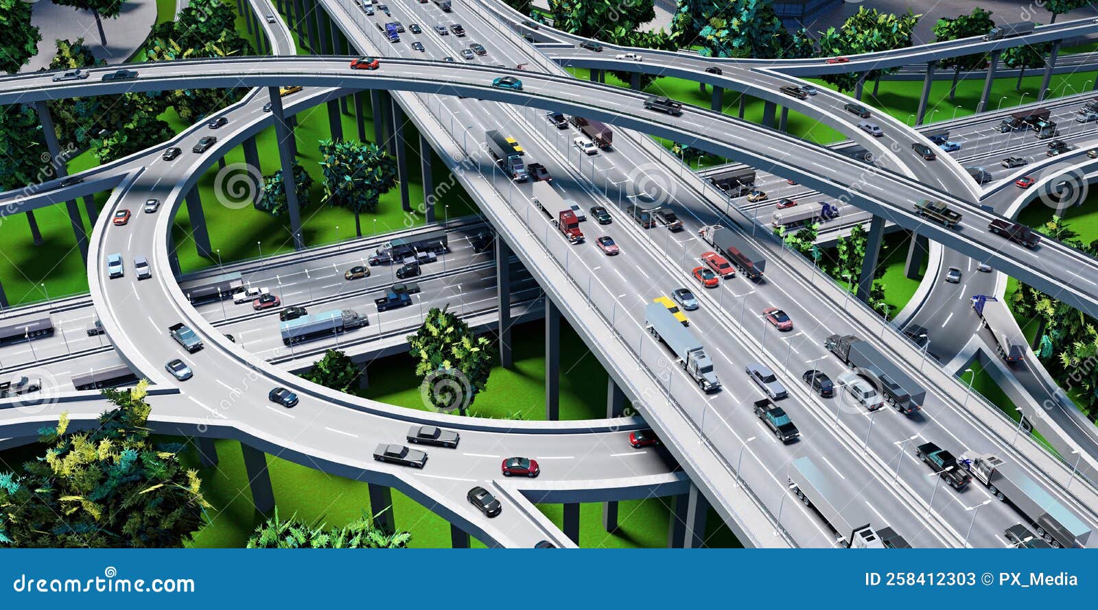 Highway Intersection/ Road Interchange with Roundabout Stock ...