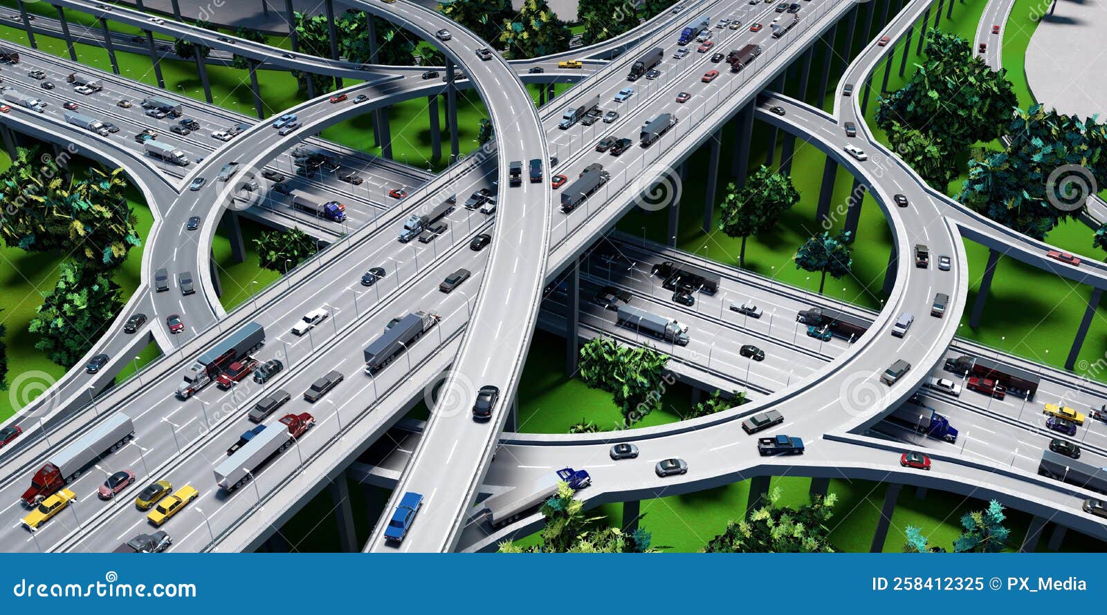 Highway Intersection/ Road Interchange with Roundabout Stock ...