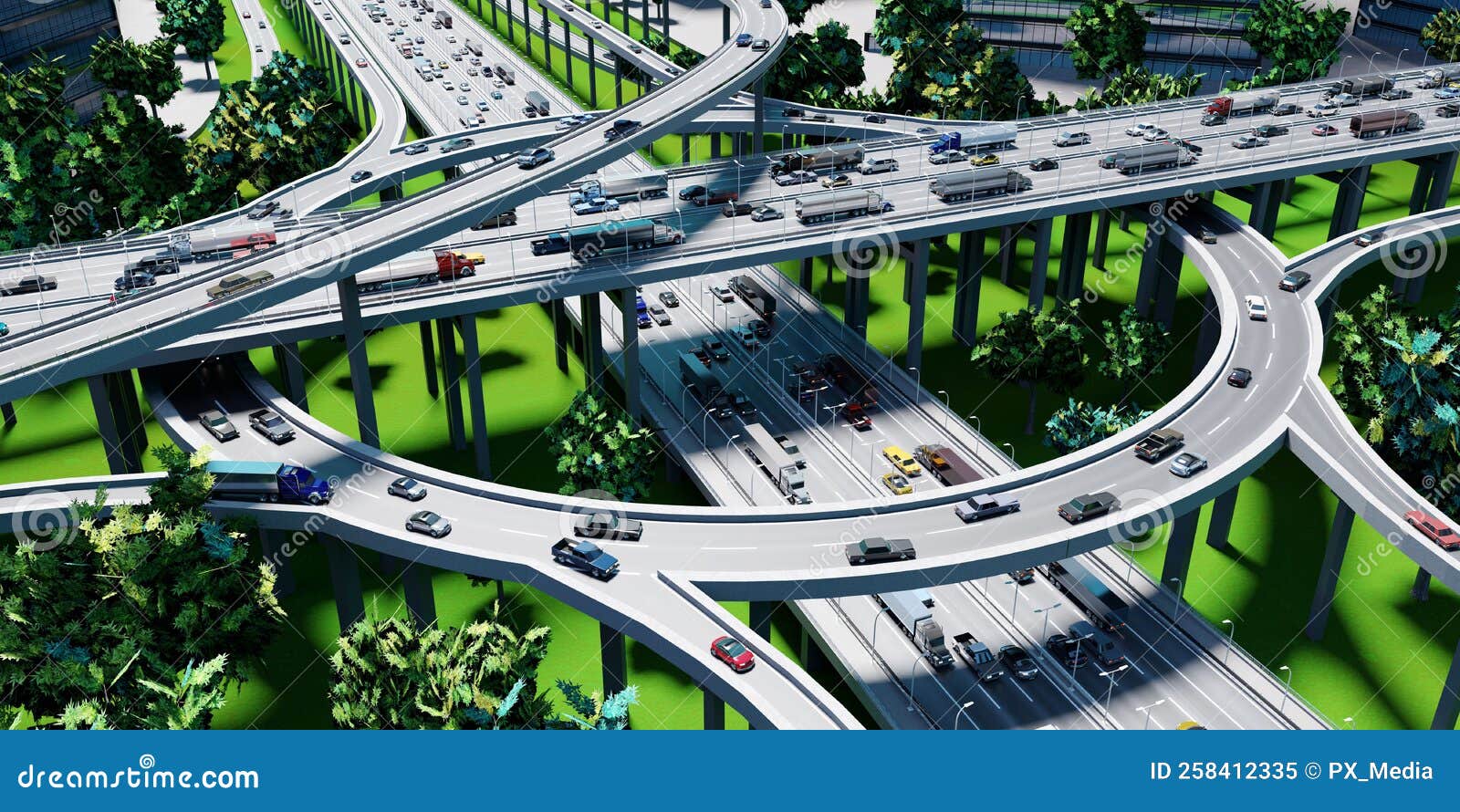 Highway Intersection/ Road Interchange With Roundabout Royalty-Free ...