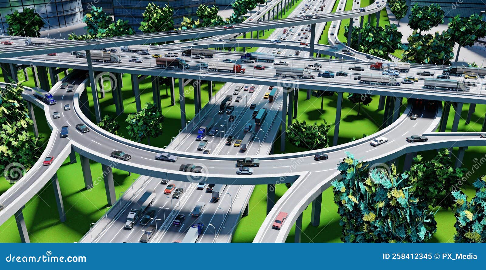 Highway Intersection/ Road Interchange with Roundabout Stock ...