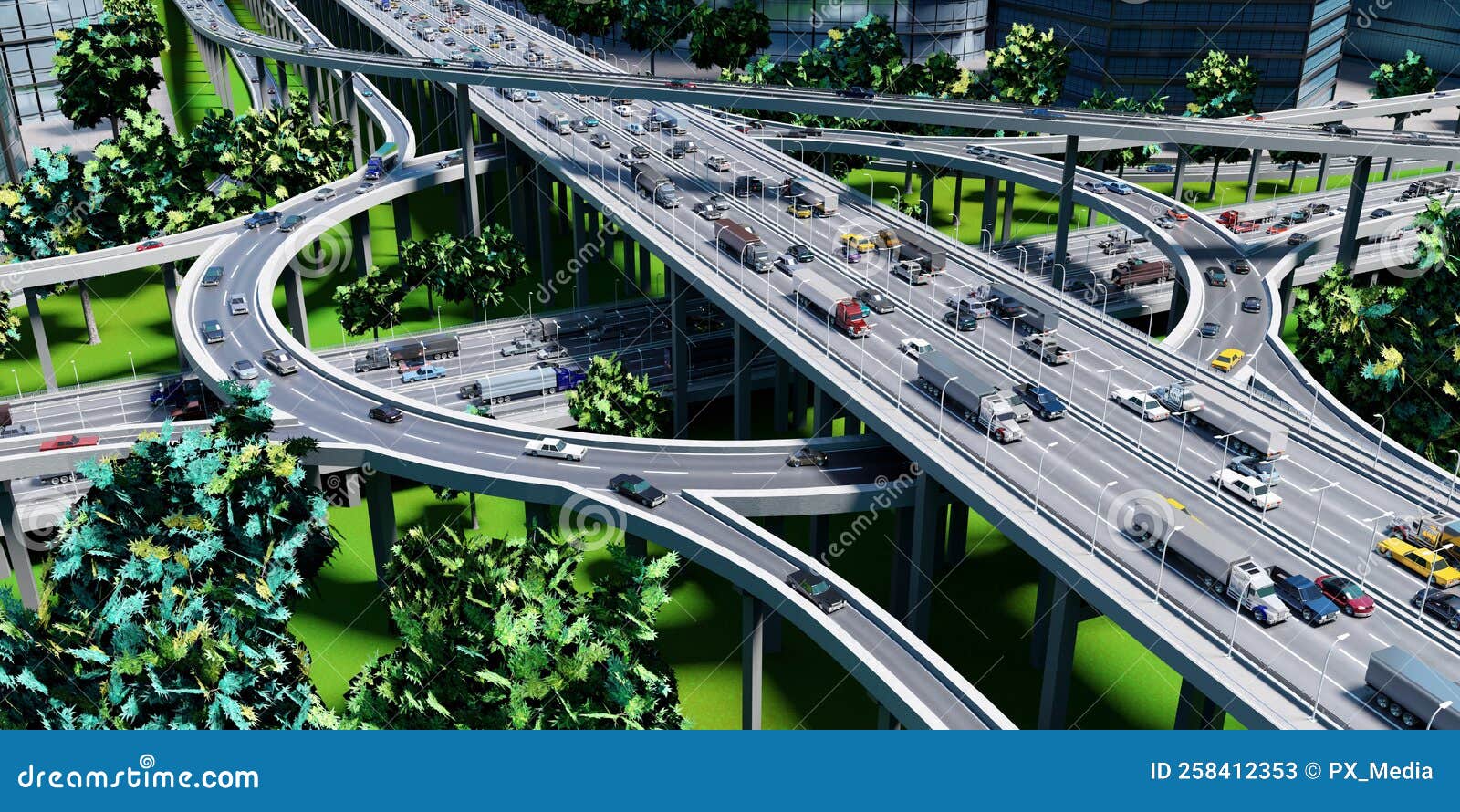 Highway Intersection/ Road Interchange With Roundabout Royalty-Free ...