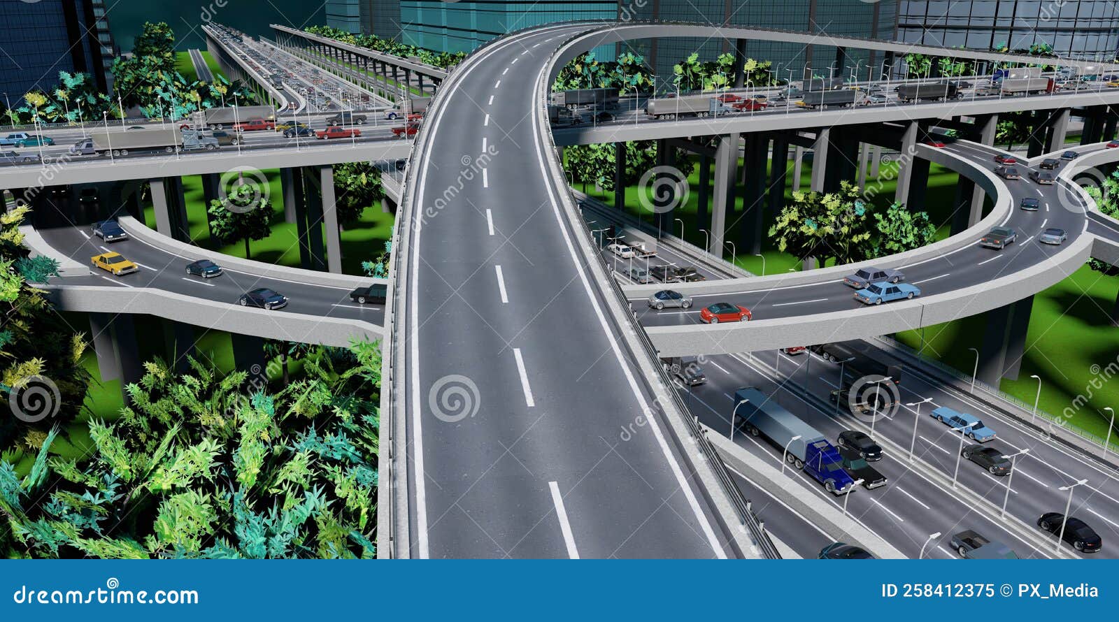 Highway Intersection/ Road Interchange with Roundabout Stock ...
