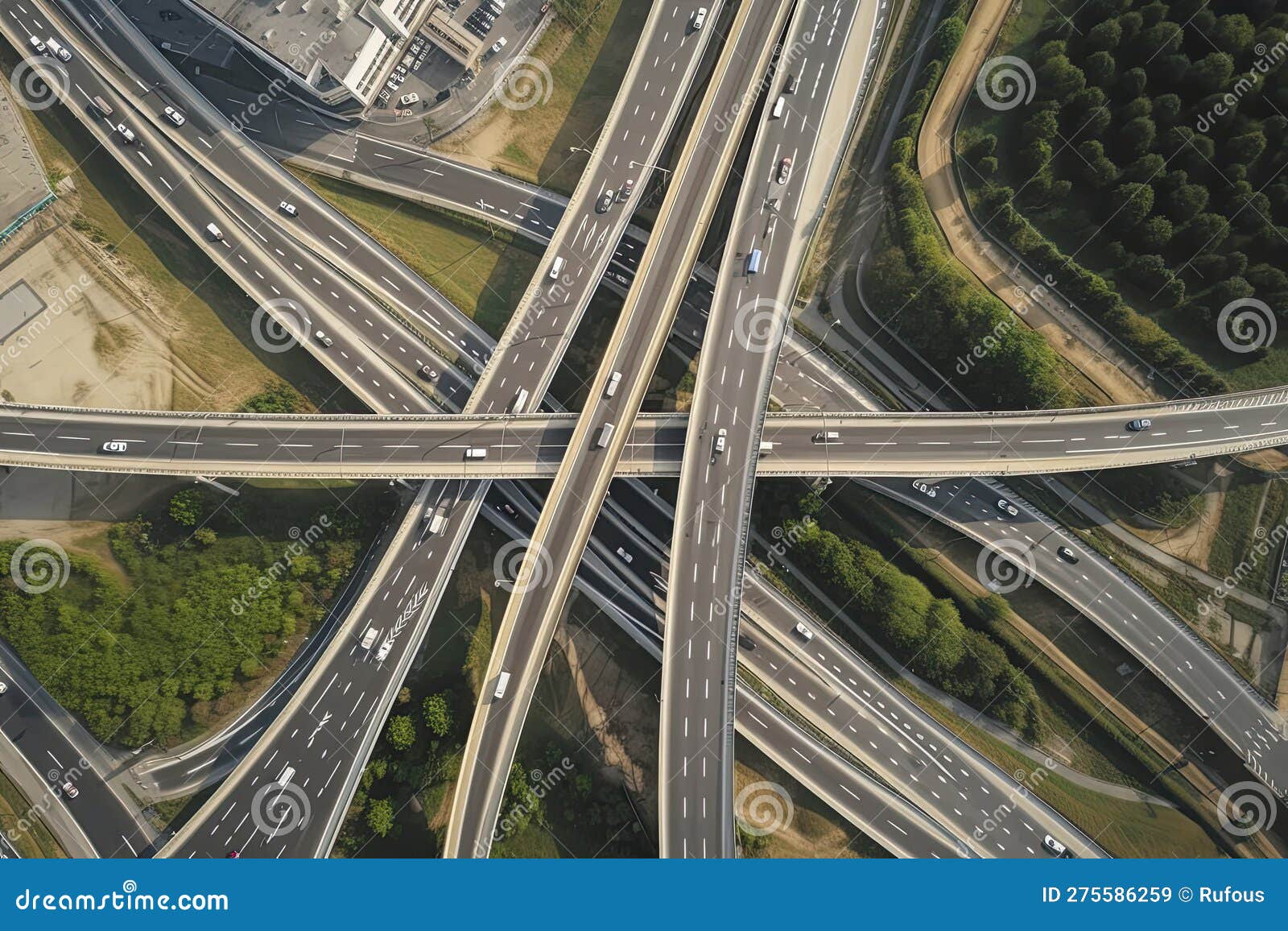 Highway Junction from Aerial View Stock Illustration - Illustration of ...