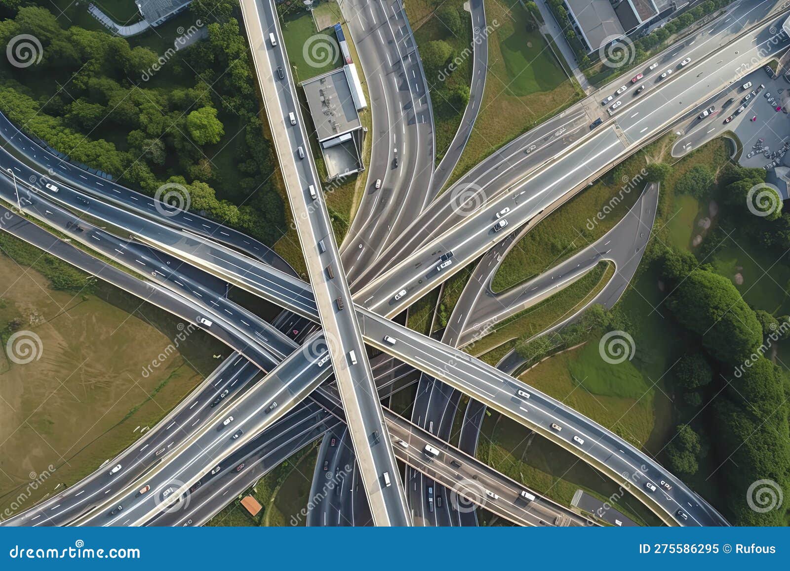 Highway Junction from Aerial View Stock Illustration - Illustration of ...