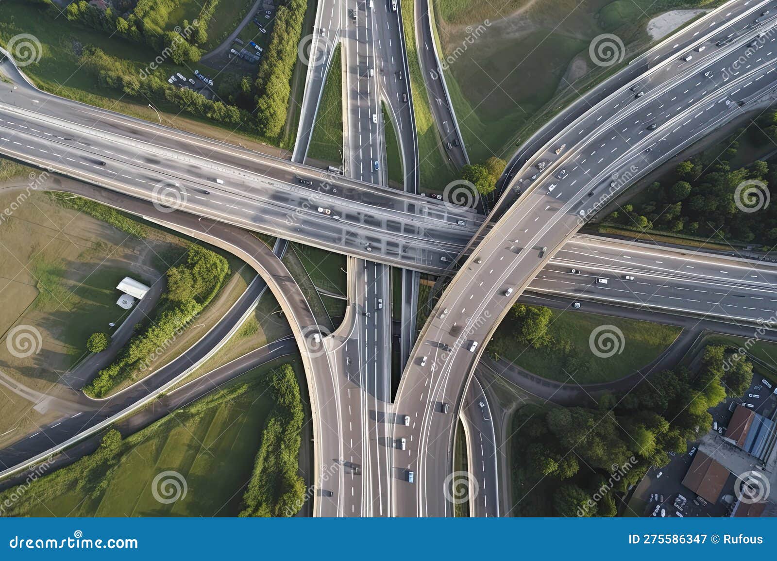 Highway Junction from Aerial View Stock Illustration - Illustration of ...