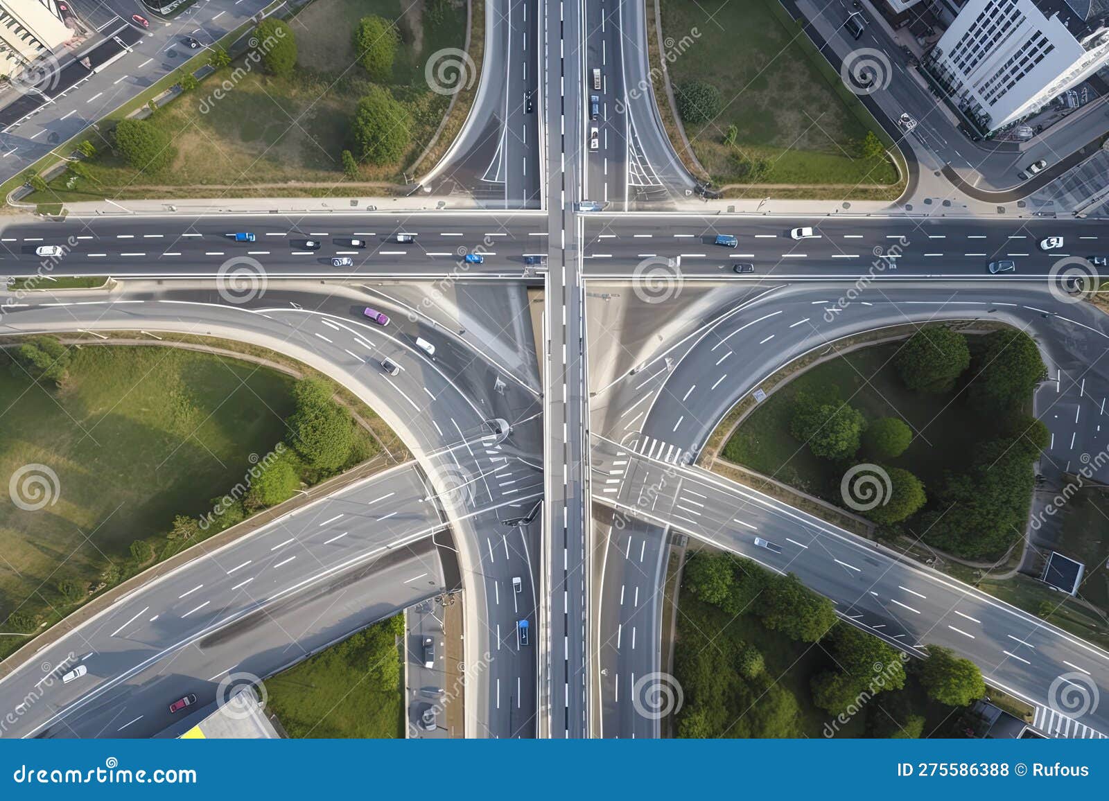 Highway Junction from Aerial View Stock Illustration - Illustration of ...