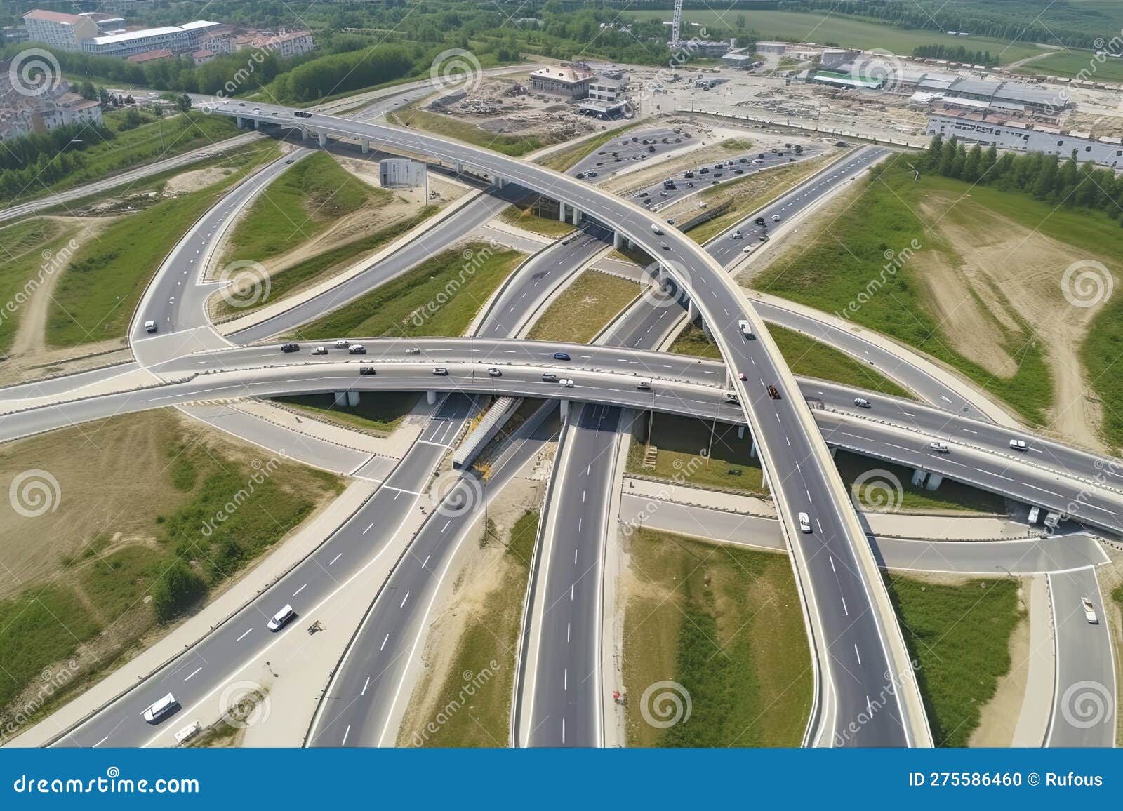 Highway Junction from Aerial View Stock Illustration - Illustration of ...