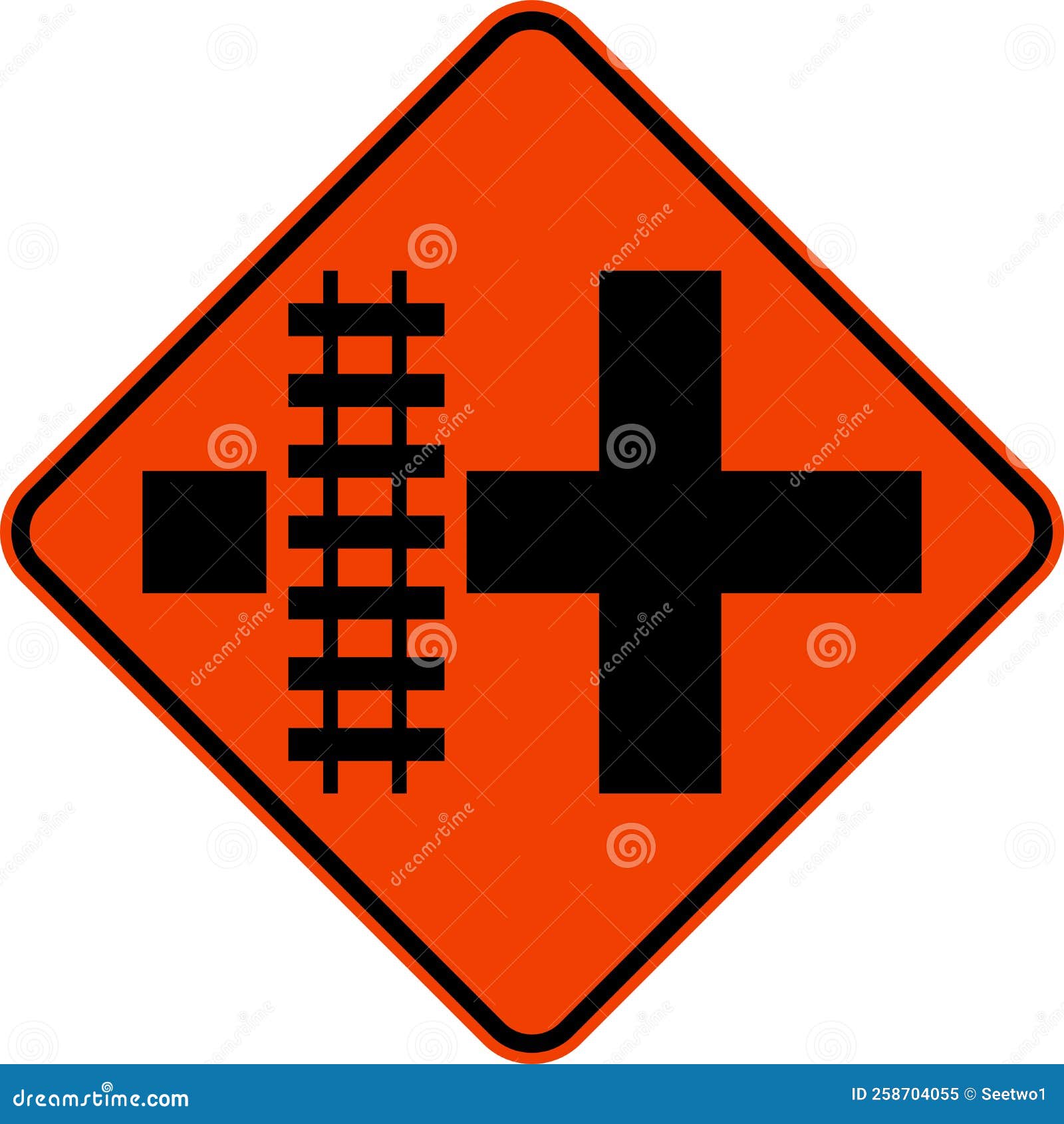 Highway Light Rail Transit Grade Crossing Left Sign Stock Vector ...