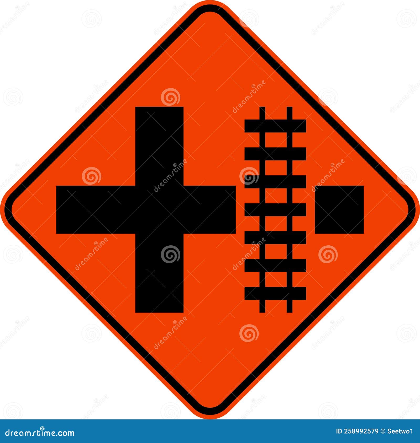Highway Light Rail Transit Grade Crossing Right Sign Stock Vector ...