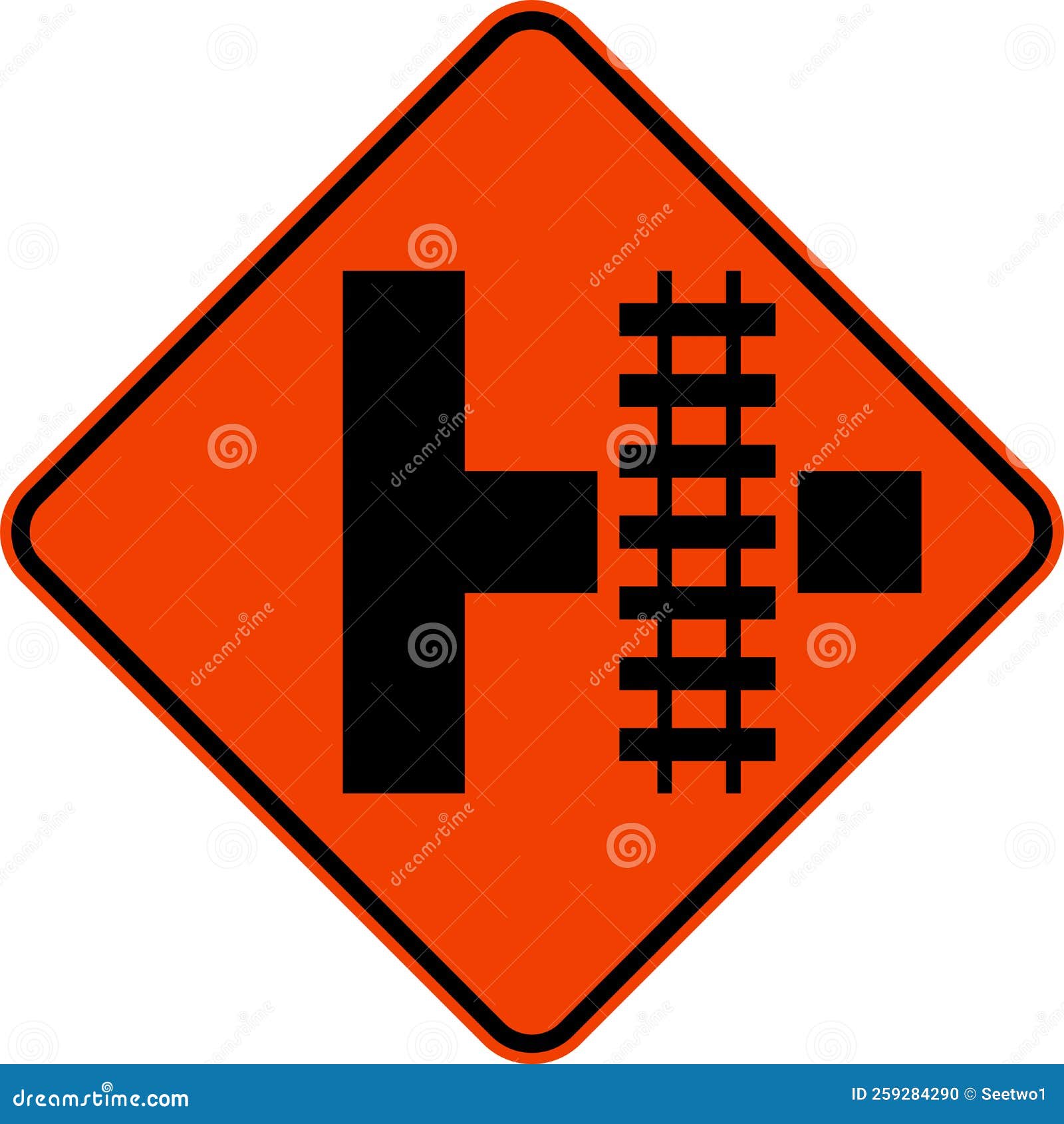Highway Light Rail Transit Grade Crossing Right Sign Stock Vector ...