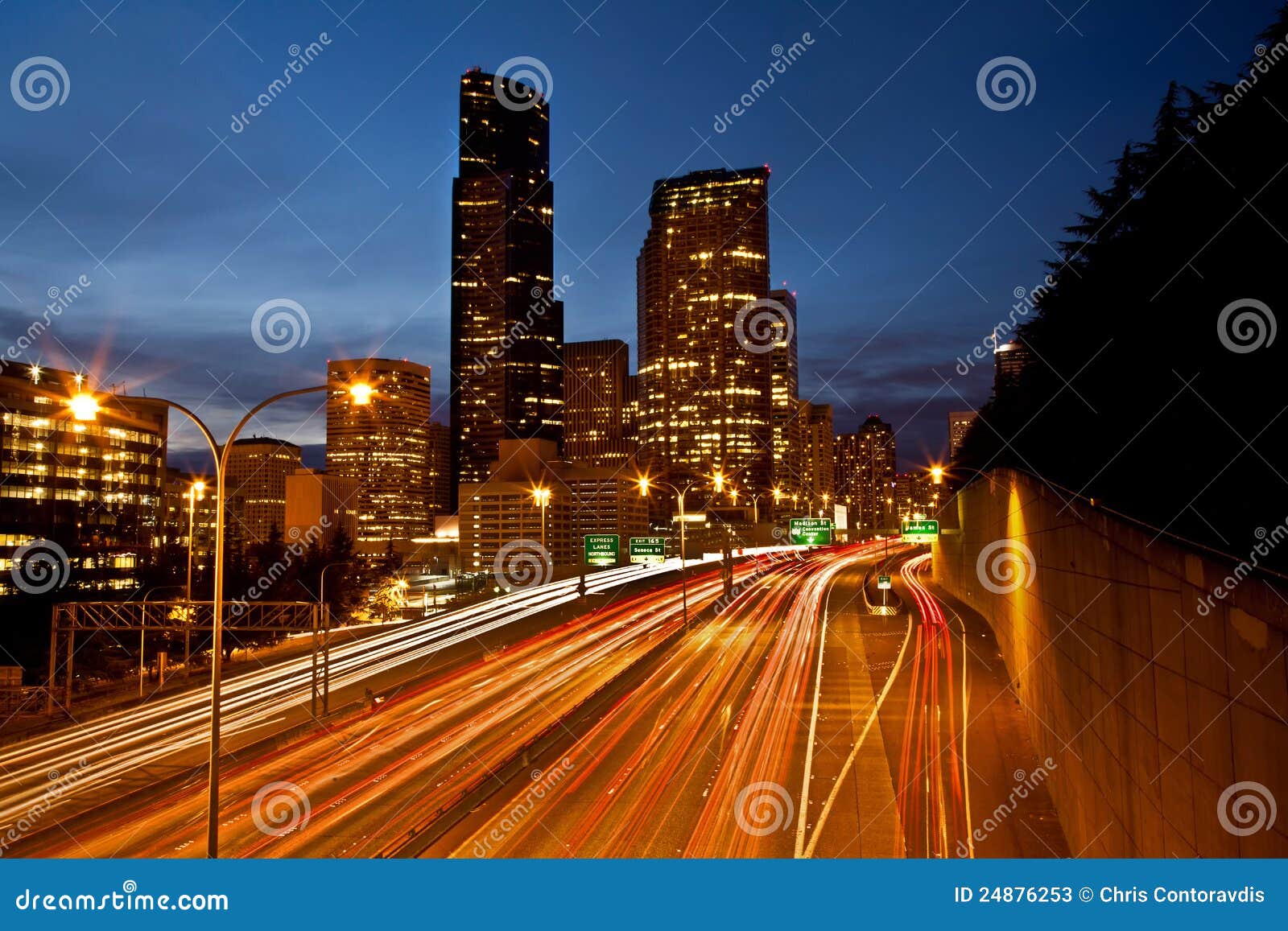 Highway light streaks stock image. Image of street, color - 24876253