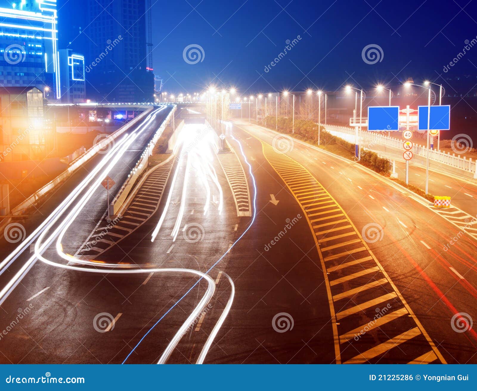 Highway light trails stock photo. Image of dusk, landscape - 21225286