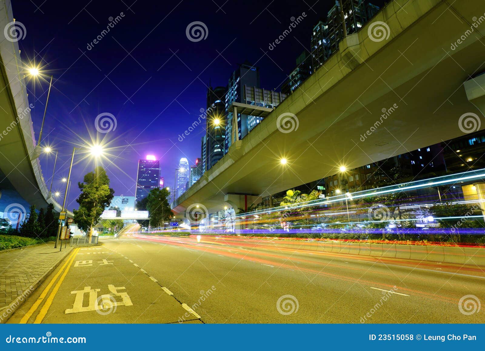 Highway light trails stock photo. Image of night, city - 23515058
