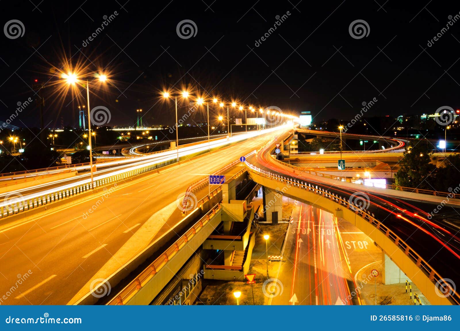 Highway lights stock photo. Image of dusk, asphalt, highway - 26585816