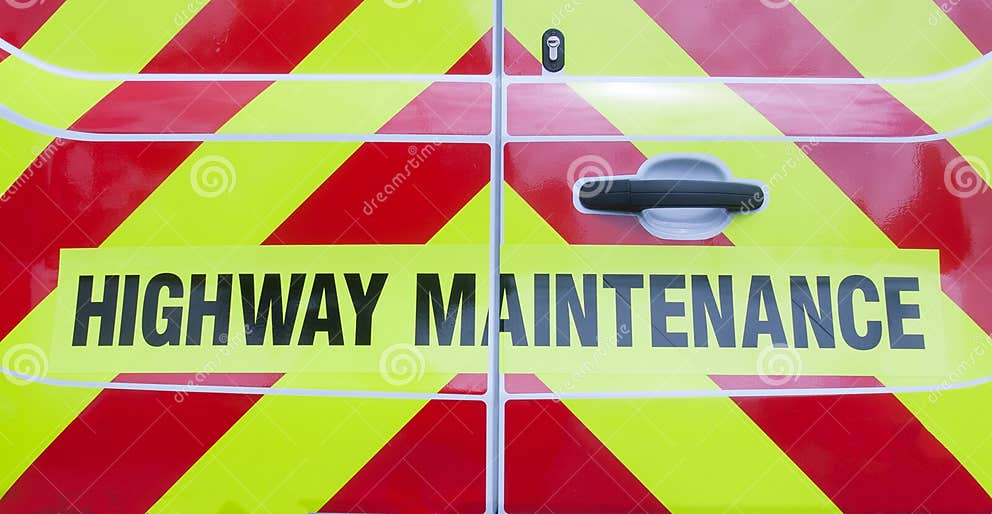 Highway Maintenance on the Back of a Van Stock Photo - Image of ...