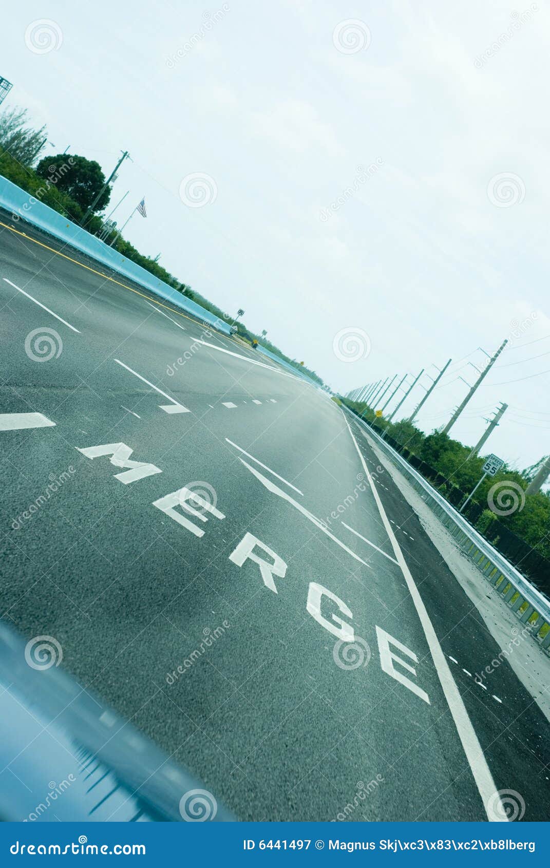 Highway merge lanes stock image. Image of commute, warning - 6441497