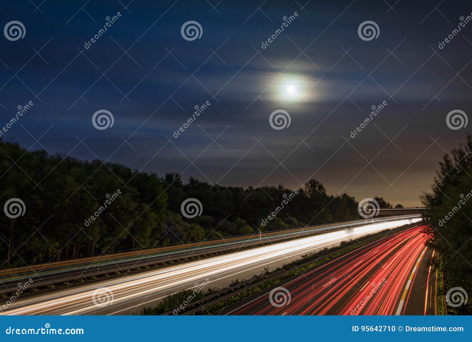 Highway Moonrise stock photo. Image of moon, highway - 95642710