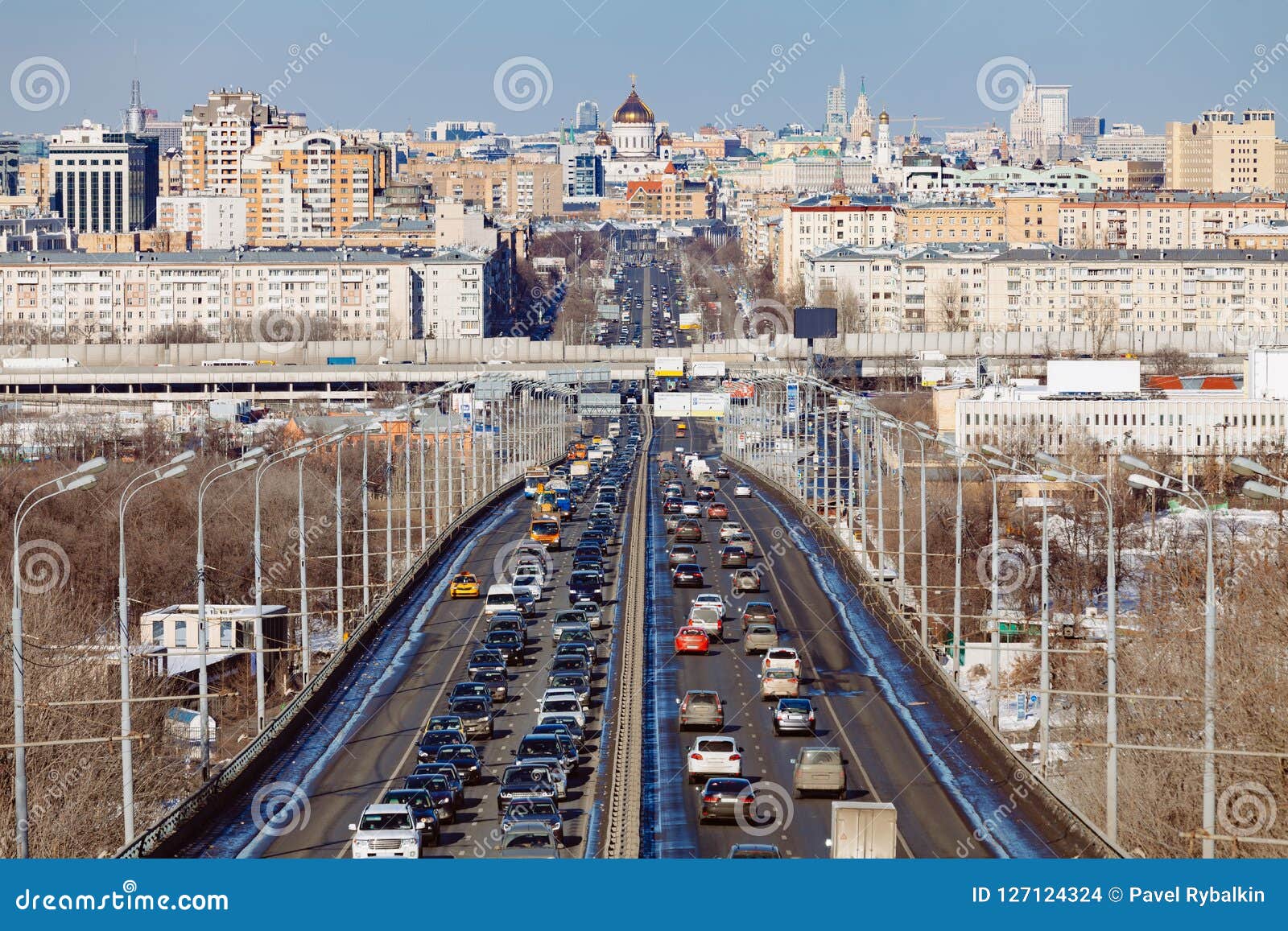 The highway in Moscow stock photo. Image of cityscape - 127124324