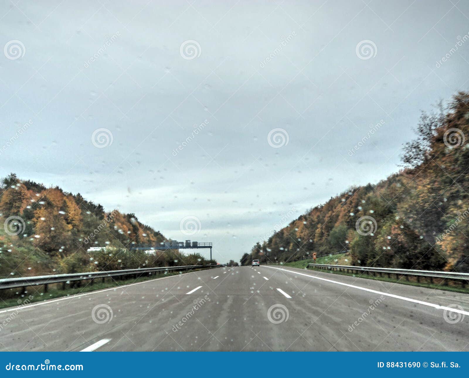Highway, Motorway on a Rainy Day Stock Photo - Image of highway ...