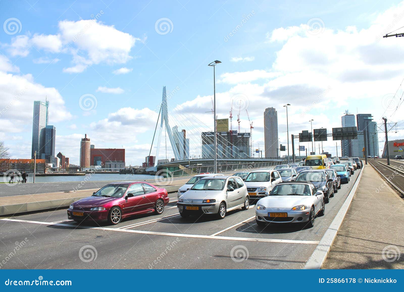 Highway Near the Bridge Erasmus of Rotterdam. Editorial Stock Photo ...