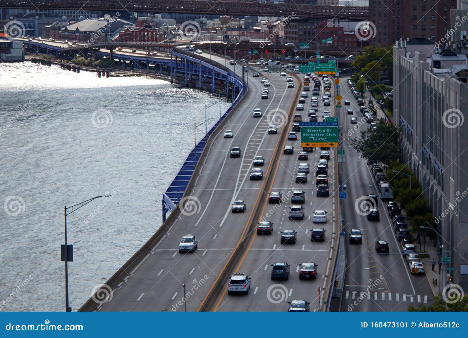Highway near the river stock image. Image of direction - 160473101